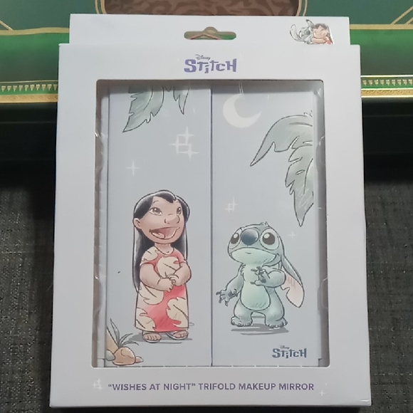 Disney | Other | Disney Stitch White And Green Trifold Mirror | Poshmark